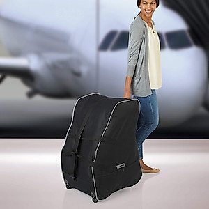 Jeep Child Car Seat Travel Bag with Wheels and Backpack Straps, Convenient Car Seat Cover for Airport Travel, Infant Carrier and Baby Carrier Travel Bag, Infant and Baby Gate Check Bag, Black