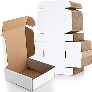 Gersoniel 100 Pcs Small Shipping Boxes 6 x 6 x 2 Inches Christmas Gift Shipping Corrugated Cardboard Mailing Boxes for Small Business Cardboard Corrugated Mailer for Packing(White)