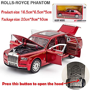 Alloy Collectible Red Rolls Royce Phantom Toy Pull Back Vehicles Diecast Model Car
