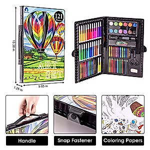 Art Kit, Vigorfun Drawing Painting Art Supplies for Kids Girls Boys Teens, Gifts Art Set Case Includes Oil Pastels, Crayons, Colored Pencils, Watercolor Cakes (Black)