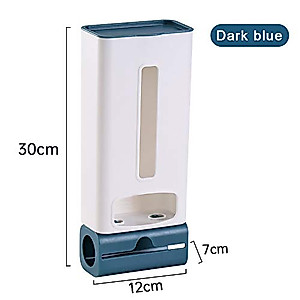 Garbage Bag Holder Kitchen Plastic Bag Holder Garbage Bag Dispenser Storage Box Wall Mount Bag Saver Bag Storage for Plastic Bags (Dark Blue)