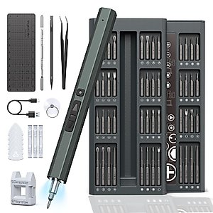 82 in 1 Hancaner Mini Electric Screwdriver, Electronics Precision Screwdriver Set with 64 Magnetic Bits, Small Precision Screwdriver Rechargeable With 3 LED Delivers 200RPM for Phone/Laptop/Watch