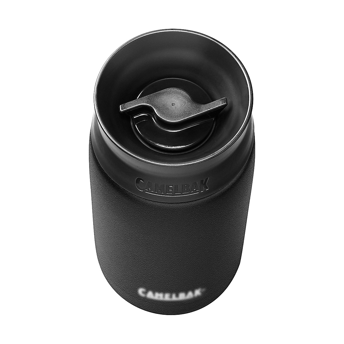 CamelBak Hot Cap Travel Mug, Insulated Stainless Steel, Perfect for taking coffee or tea on the go - Leak-Proof when closed - 12oz, Black