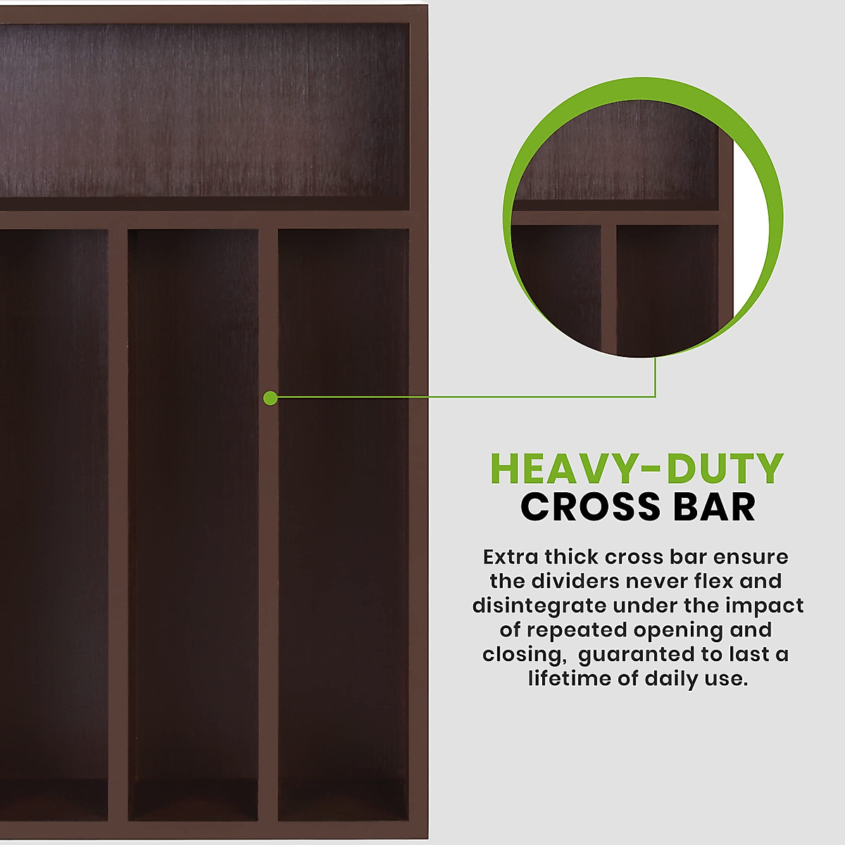 Utopia Kitchen Bamboo Silverware Organizer- 5 Compartments - Bamboo Drawer Organizer - Bamboo Hardware Organizer (5-Pack)