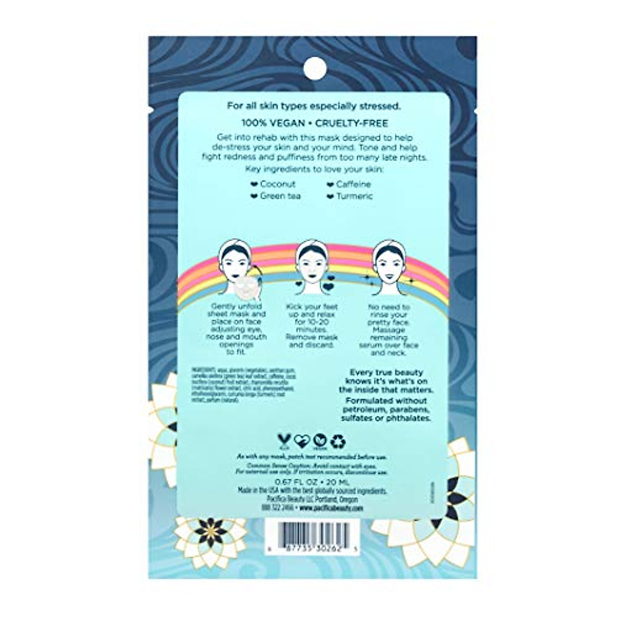 Pacifica Stress Rehab & Caffeine Facial Mask, White Coconut