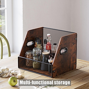 VonDream Vinyl Record Storage, Vinyl Record Box Case Crate, Vinyl Record Album Holder, Desktop Metal & Wooden LP Record Crate, Holds up to 60 Records