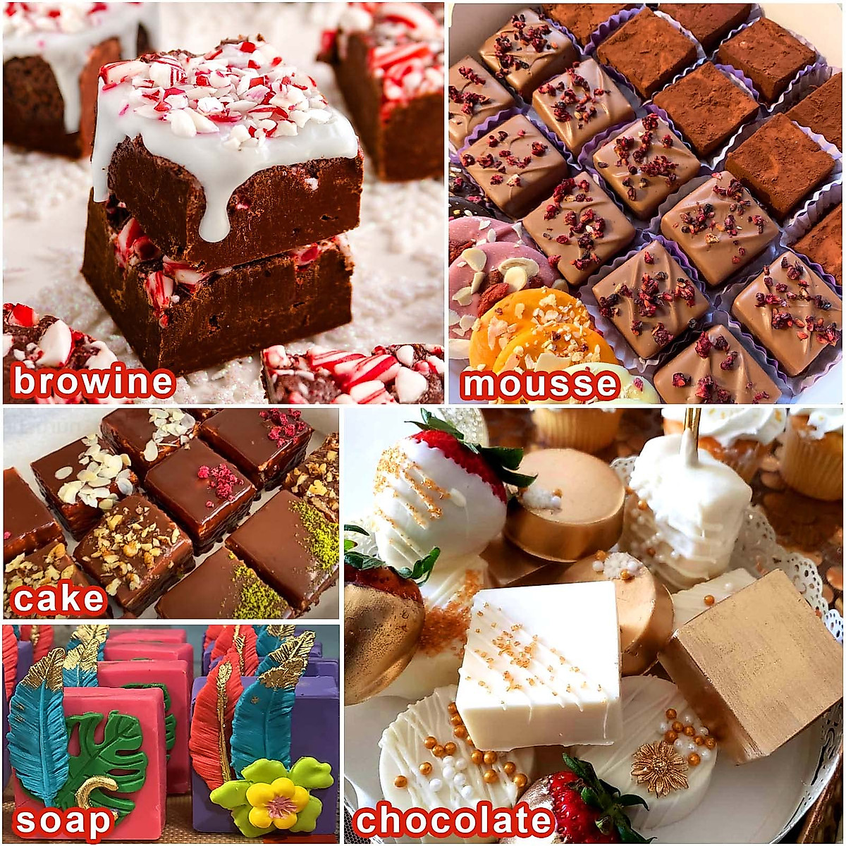 AIERSA 3Pcs Chocolate Covered Cookie Molds for S'mores, 4 Cavity Square Silicone Mold for DIY Sandwich Cookies, Brownies, Muffin, Mousse, Cakes, Candy, Chocolate