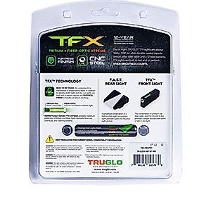 TRUGLO TFX Tritium & Fiber-Optic Xtreme Front & F.A.S.T. Rear Handgun Sight Set | Durable Shock-Resistant Compact Glowing Day & Night Tactical Sights, Compatible with Glock Handguns