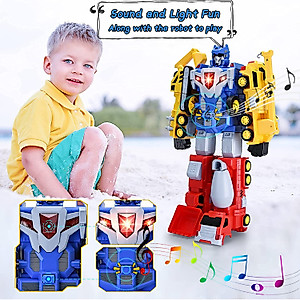 funlarea Toys for 3 4 5 6 7 8 Year Old Boys, Construction Vehicles Transform Robot Kids Toys, STEM Building Toys for Kids Ages 3-8, 5-in-1 Trucks Car Gifts for Boys Girls