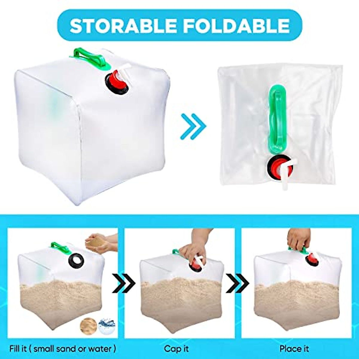 Pool Step Weights Sand Bags,2PCS Pool Ladder Above Ground Fillable Anchor Sandbags Container for Swimming Pool Steps and Collapsible Camping Water Storage Container,11'' x 11'', Transparent