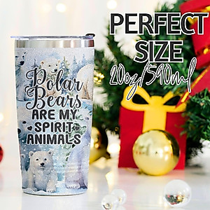Onebttl Polar Bear Gifts for Women, Polar Bear Coffee Mug for Polar Bear Lovers, Girls, Pola Bears Are My Spirit Animals, Stainless Steel Tumbler 20oz