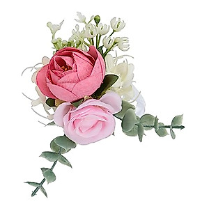 MOTUZP Rose Wrist Flower, Rose Wrist Corsage Wristlet Band Bracelet Prom Flower Wrist Corsages for Wedding(#2)