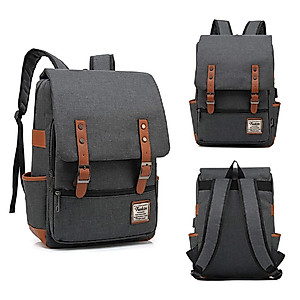 FEWOFJ Professional Laptop Backpack, Women Vintage College School Bookbag - Black