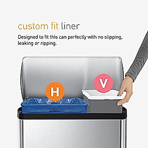 simplehuman Code V Custom Fit Drawstring Trash Bags in Dispenser Packs, 60 Count, 16-18 Liter / 4.2-4.8 Gallon, White