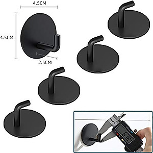 5 Packs Black Adhesive Wall Hooks, Veriya Waterproof Hook Door Hanger, Heavy Duty Wall Hook for Hanging Robe Coat Towel Keys Bags, Bathroom Toilet Kitchen Office Closet Cabinet