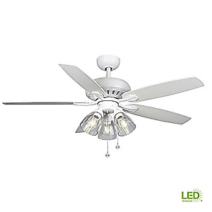 Hampton Bay Rockport 52 in. LED Matte White LED Ceiling Fan with Light kit