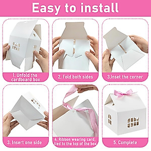 CODOHI 24PCS House Shaped Gift Boxes Paper House Boxes with Ribbons for Treats, House Gift Box Treat Boxes for Dessert, Fancy Cookie Boxes for Gift Giving