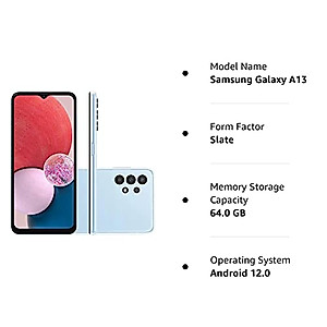 Samsung Galaxy A13 (SM-A135/DS) Dual SIM,64 GB 4GB RAM, Factory Unlocked GSM, International Version - No Warranty - (Blue)