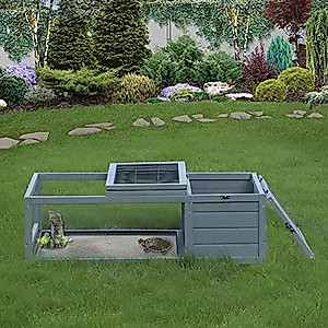 Tortoise House Large Tortoise Habitat Cage, Indoor Outdoor Transparent Tortoise Enclosure Turtle Habitat for Small Animals, Easy Assembly, Wooden
