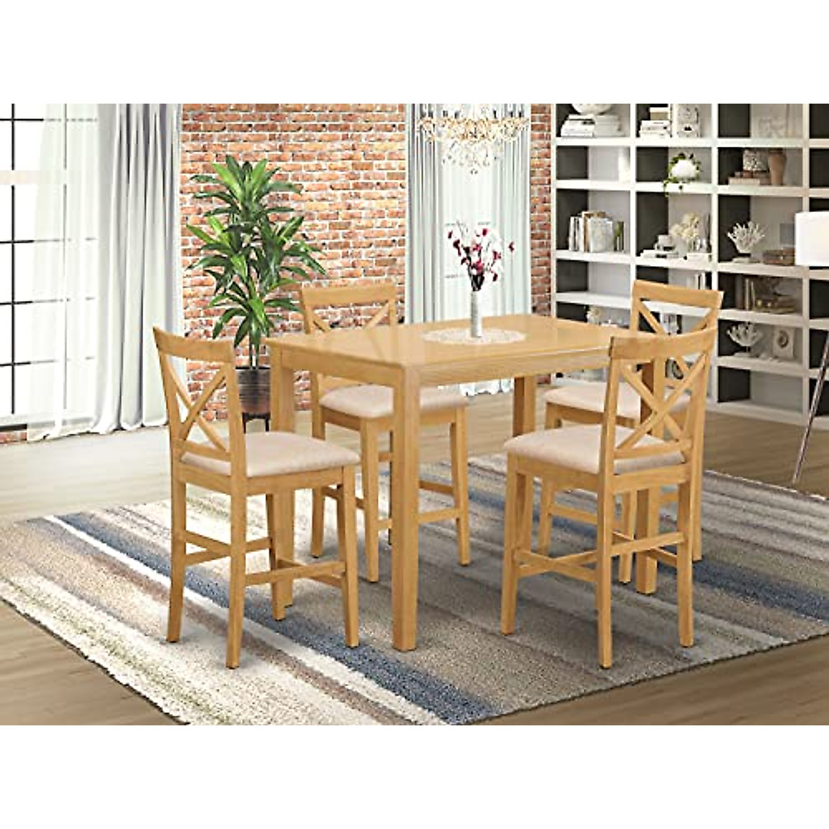 East West Furniture YAPB5-OAK-C Dining Set, 48 x 30 x 36