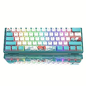 Womier 60% Percent Keyboard, WK61 Mechanical RGB Wired Gaming Keyboard, Hot-Swappable Keyboard with PBT Keycaps for Windows PC Gamers - Linear Red Switch
