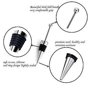 10Pcs Wine Stoppers for Wine Bottles, ENLAYER Stainless Steel Wine Saver Bottle Stopper, Reusable Wine Corks for Beverage, Silicone Wine Stopper For Gifts, Holiday Party, Wedding, Bar