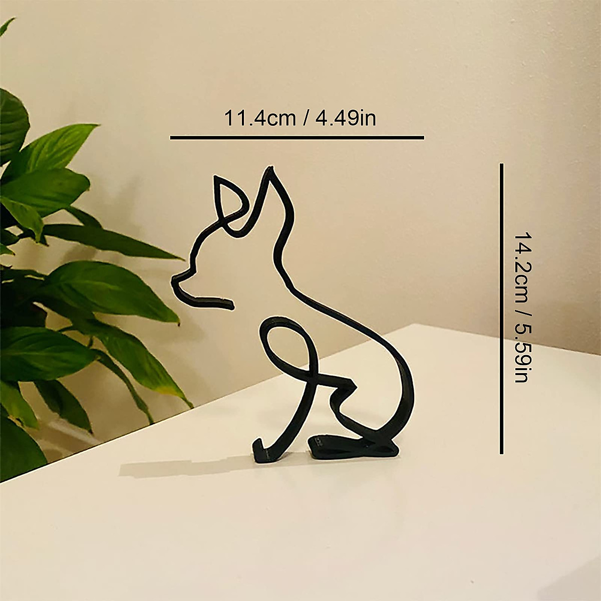 Dog Minimalist Decor Art Sculpture, Metal Minimalist Dog Room Decor, Modern Minimalist Art Dog Decorations for The Home, Wire Dog Abstract Metal Wall Art (Chihuahua)
