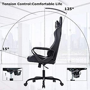 PC Gaming Chair Ergonomic Office Chair Massage Desk Chair with Lumbar Support Arms Headrest High Back PU Leather Racing Chair Rolling Swivel Executive Adjustable Computer Chair for Women Adults(Camo)