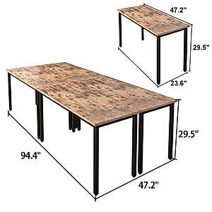 Bonzy Home Conference Tables 8ft Office Computer Desk for Meeting Room Study Writing Printer Podcast Table for 10 People Rustic Brown 4PCS 94.4"x47.2"x29.5"