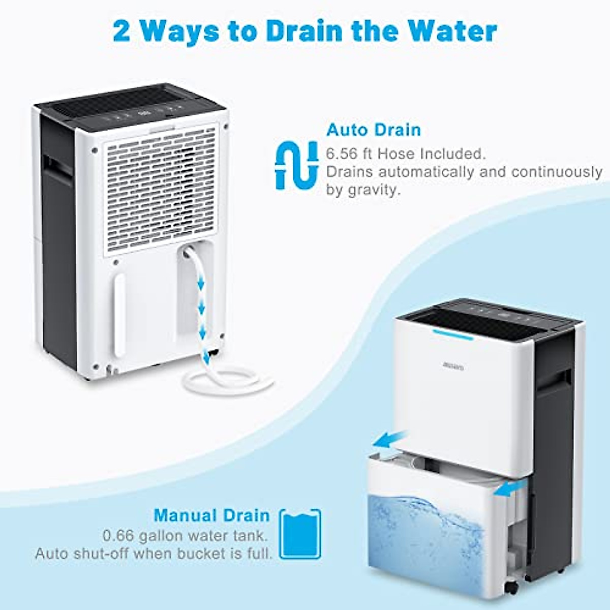 4,500 Sq. Ft Dehumidifier for Basements and Home, Aiusevo 50 Pint Dehumidifiers with Drain Hose Ideal for Large Room, Bedroom, Quietly Removes Moisture, 3 Modes Deshumidificador, Child Lock, 24H Timer
