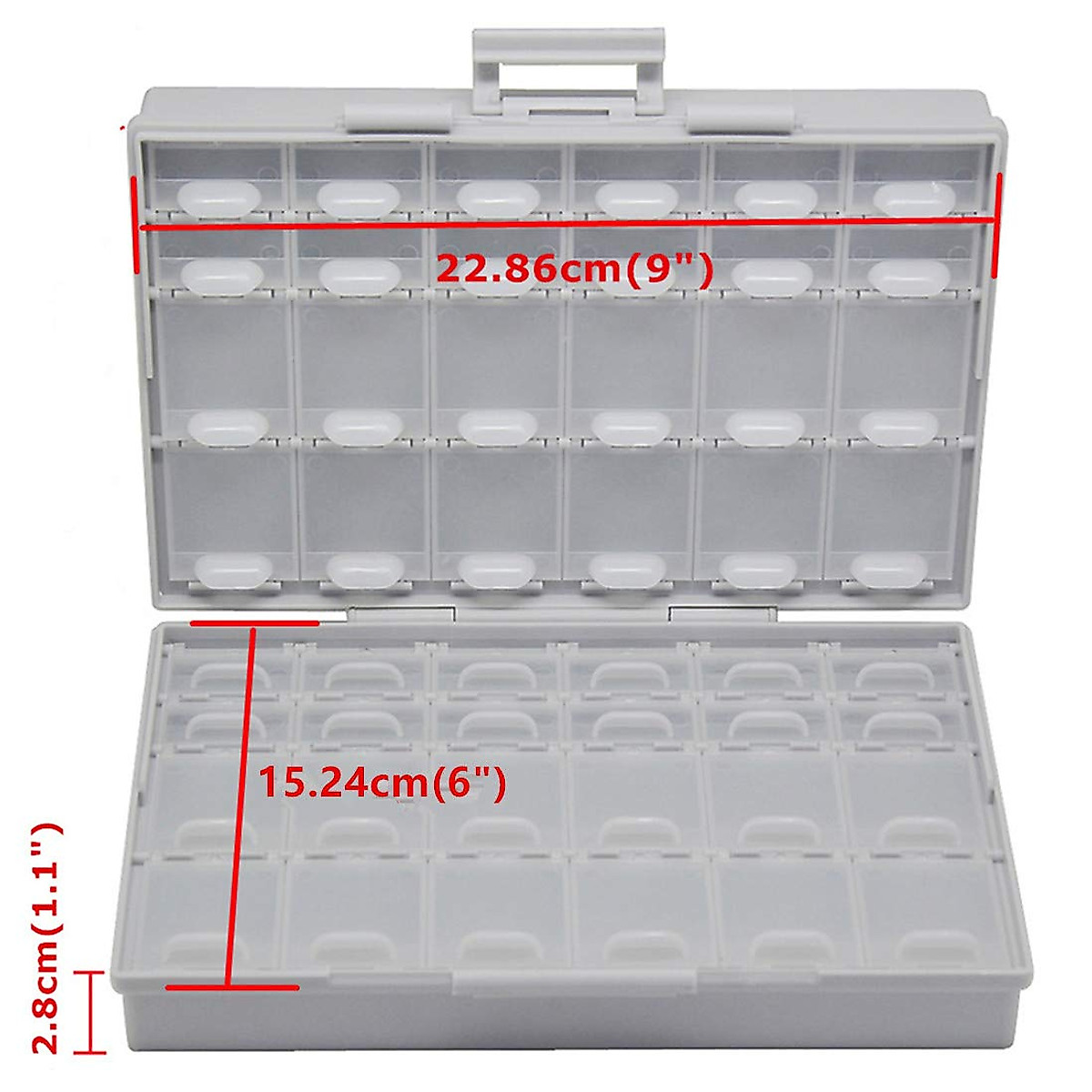 AideTek BOXALL48 48 Lids Empty Enclosure SMD SMT Organizer Size 6 inch 9 Inch Surface Mount