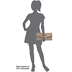 JNB Synthetic Leather Fold Over Clutch, Beige