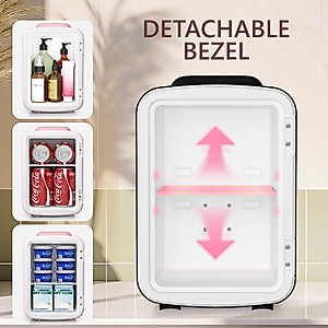 EUHOMY Mini Fridge, 4 Liter/6 Cans Small Refrigerator, Portable Cooler and Warmer for Skin Care, Cosmetics, Beverage, 4L Makeup Mini Fridge for Bedroom, Car(Black)