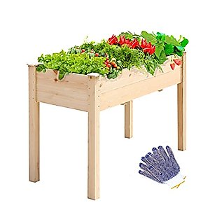 TMEE 4FT Raised Garden Bed Wooden Elevated Wood Planter Garden Box Kit for Vegetable Flower Herb Gardening Backyard Patio, Easy Assembly, 30in Height