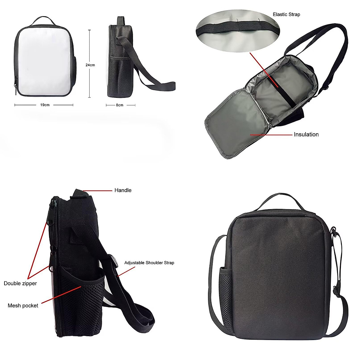 doginthehole Blue Butterfly Printed School Bag One Set Backpack+Lunch Bag+Pencil Bag, Fashion Bookbag for Kids Girls