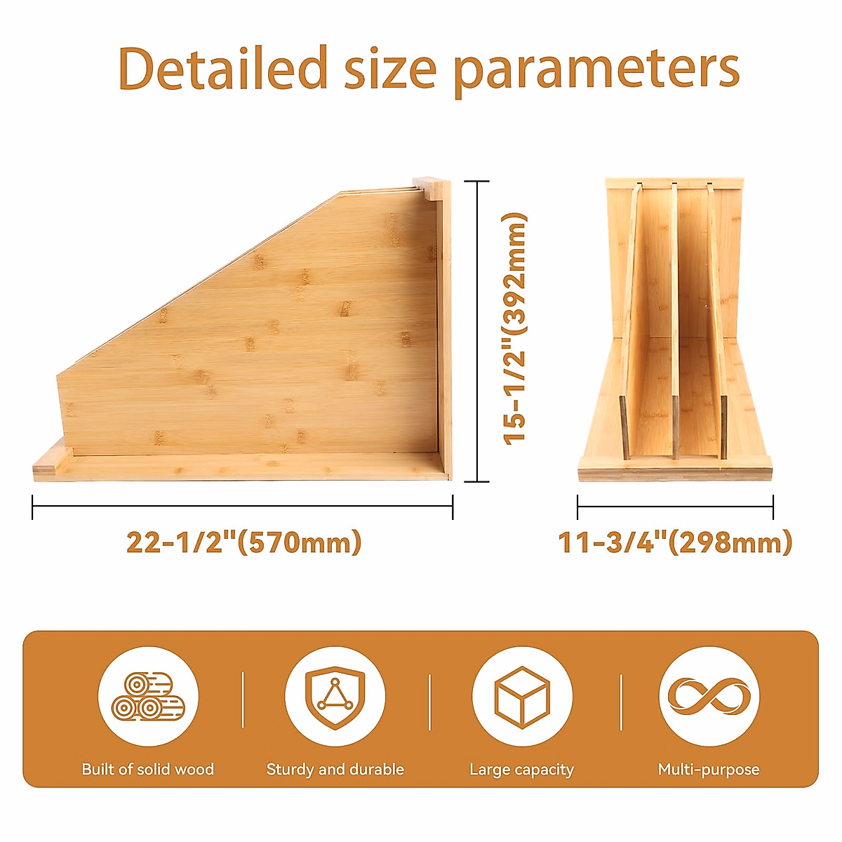 Brvclon Upgrades Tray Dividers for Cabinets,15in Hx22in Dx12in W, Kitchen Cabinet Tray Divider for Pans, Lids, Pot And Pan, Cookie Sheets,Cutting Boards. with 3 Dividers,Keeping The Kitchen Organized