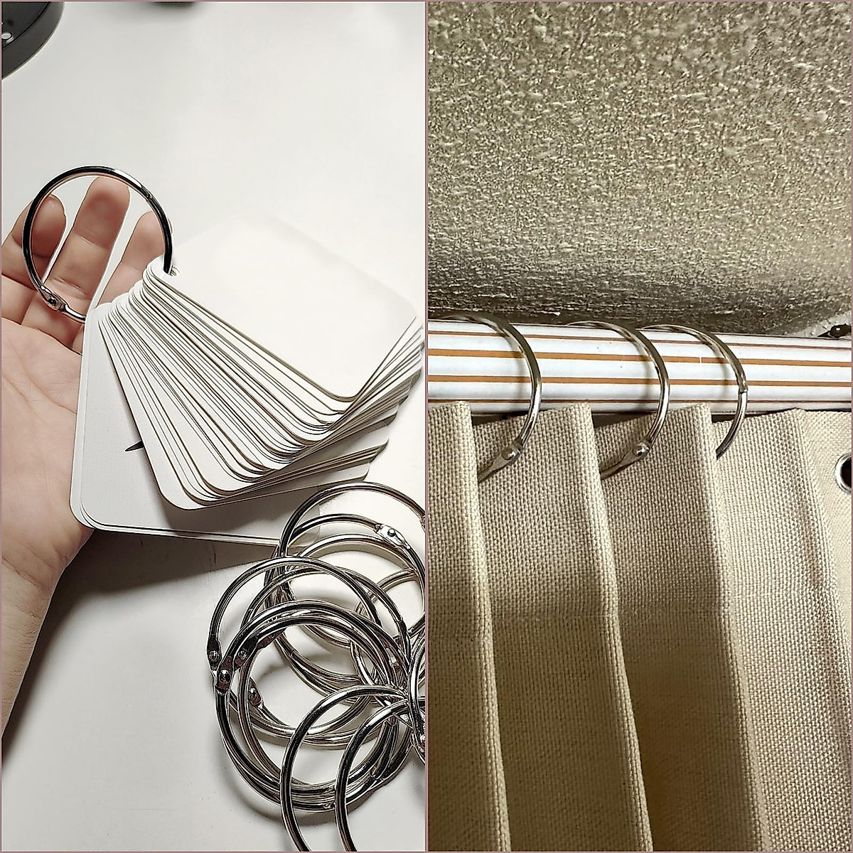 3Inch (12 Pack) Loose Leaf Binder Rings, Nickel Plated Steel Binder Rings, Keychain Key Rings, Metal Book Rings, Silver, for School, Home, or Office