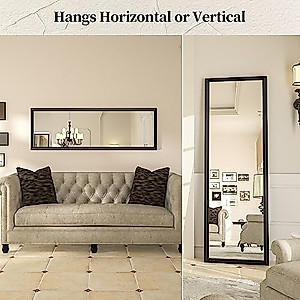 Black Metal Framed Bathroom Mirror: 65 x 22 Inch Bathroom Vanity Mirror for Over Sink - Modern Farmhouse Rectangular Wall Mirror Hangs Horizontal or Vertical Shatterproof