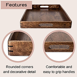 Otucha Large Ottoman Tray 20x14 - Stylish Coffee Table Tray for Living Room, Extra Large Serving Tray for Ottoman, Decorative Wooden Tray for Home Decor & Coffee Bar Accessories (Dark Brown)