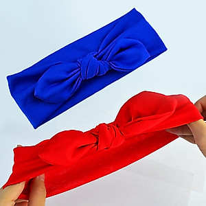 Miayon Women Hair Bands Bows Knot Headbands Rabbit Ear Headwraps Turban Hairband Hair Accessories 10pcs Solid Color for Woman Girls