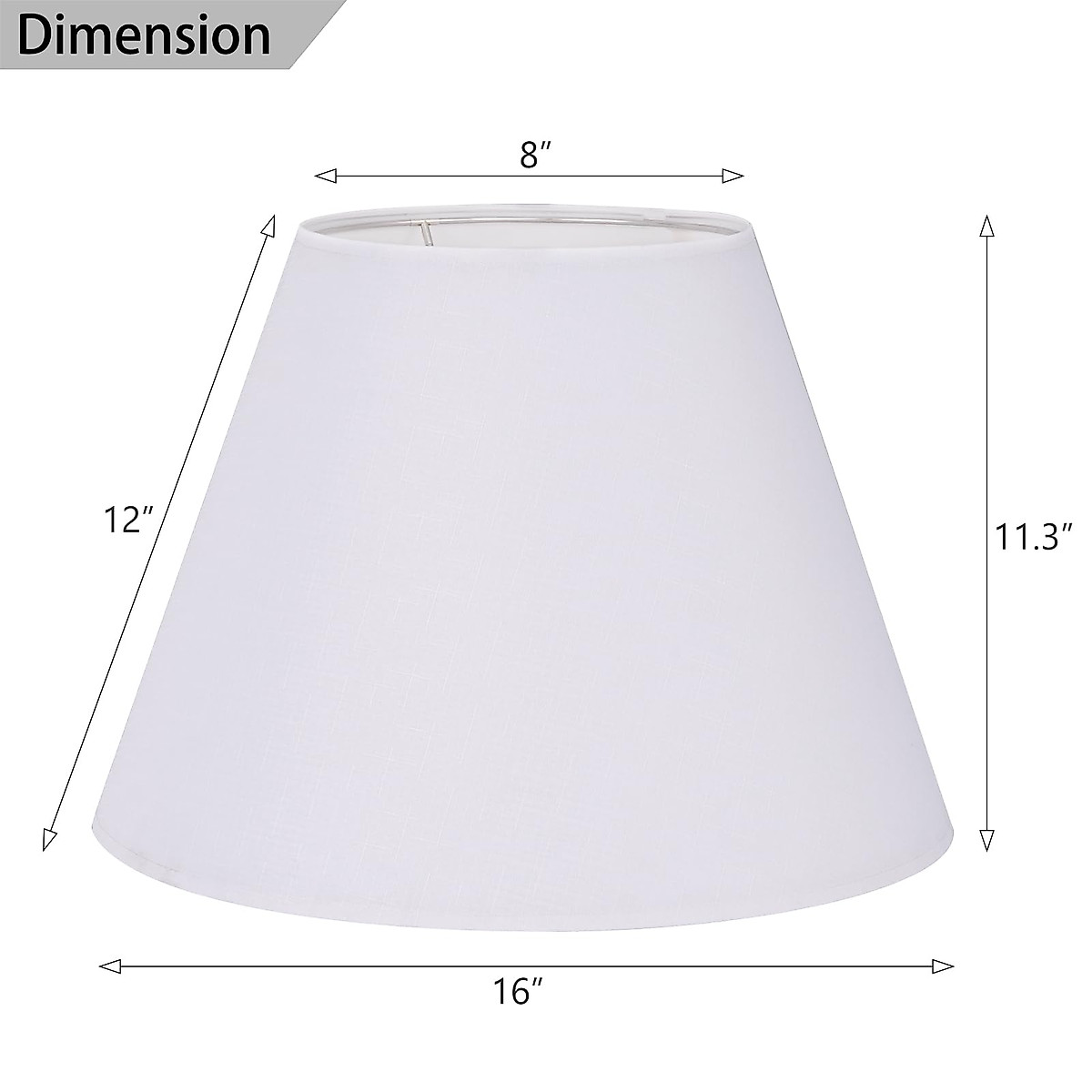 TOCHIC Lamp Shades Large White Empire Lampshade for Table Desk Lamp, Floor Lamp, Bedside Lamp, Assemble Required, DIY Natural Linen Hand Crafted Fabric Lamp Cover, Spider Fitter, 16"x8"x11.3"