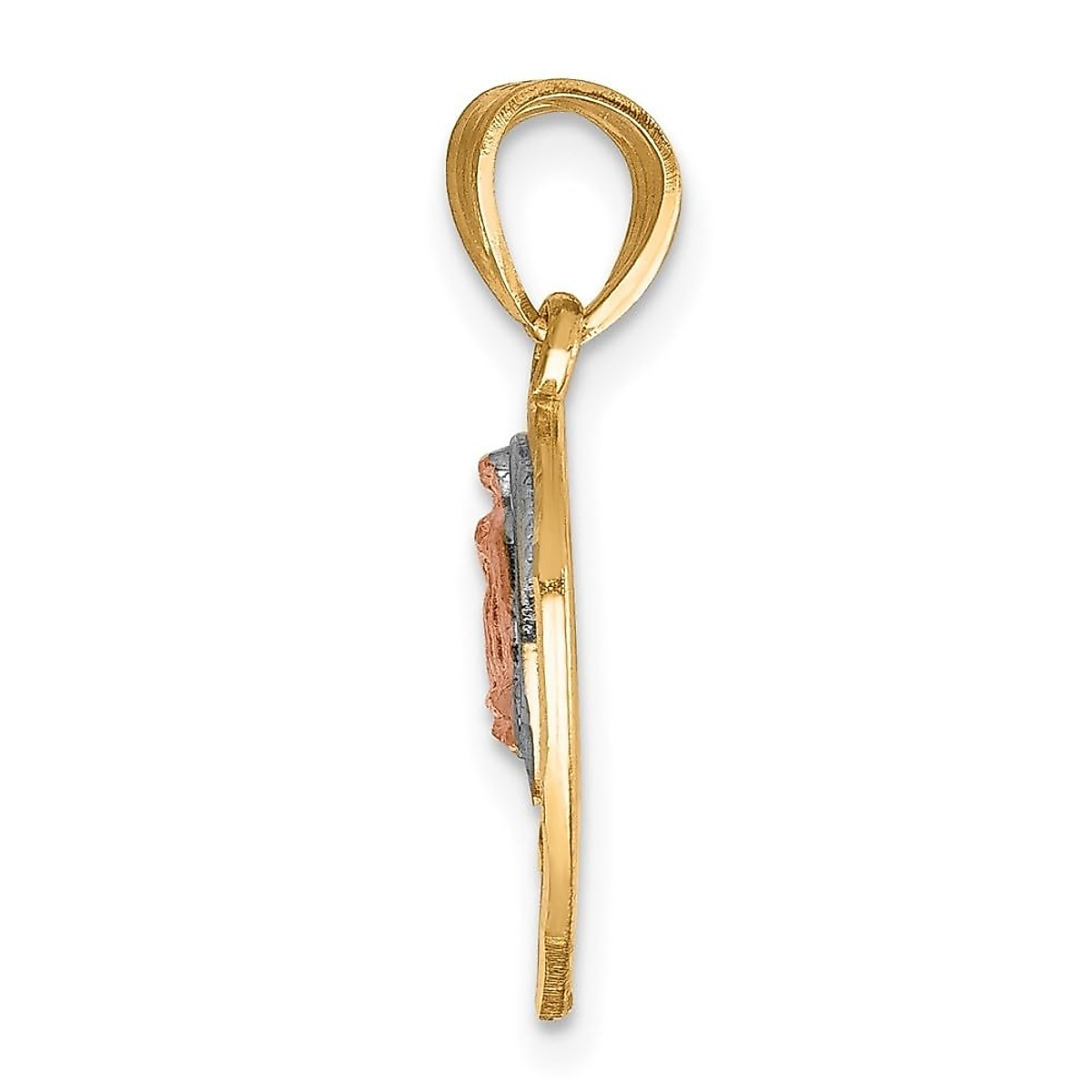 Diamond2Deal 10K Two-Tone White Rhodium Break Apart Te Amo Pendant