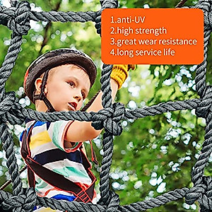 3.3' X 6.6' Polyester Playground Net, Heavy Duty Large Military Climbing Cargo Net, Kids Safety Protection Net, Rope Ladder, Swingset, for Kids & Adult, Indoor & Outdoor, Treehouse, Jungle Gyms …