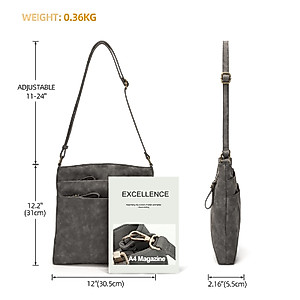 KouLi Buir Crossboby Bags for Women Soft PU Leather Purses Shoulder Handbags Tin Grey