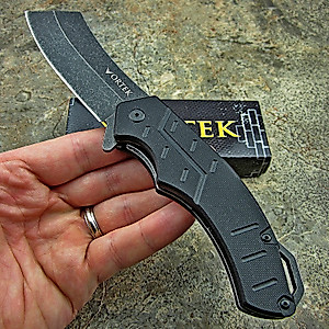 VORTEK Pocket Cleaver Knife: Ball Bearing Pivot, 8Cr13MoV Razor Sharp Cleaver Blade, Ultra Smooth Opening, Non-Slip G10 Handles, Heavy Duty Construction Built Tough