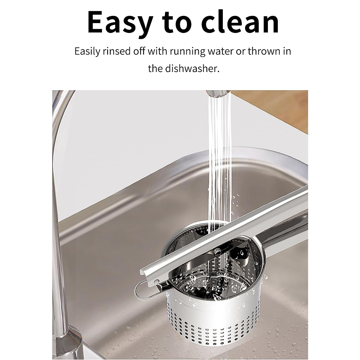 GloTika Large 15oz Potato Ricer Masher, Heavy Duty Stainless Steel Potato Masher with Ergonomic Handle, Masher and Ricer Kitchen Tool for Mashed Potatoes, Noodle Maker