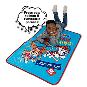 Paw Patrol Musical Warm, Plush, Throw Blanket That Plays Fun Phrases from The Show - Extra Cozy and Comfy for Your Toddler, Blue