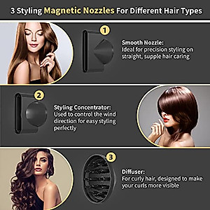 Fezax Hair Dryer, Negative Ionic Blow Dryer Set with 110, 000 RPM Brushless High-Speed Motor, Portable Fast Drying Low Noise Hairdryer with Magnetic Nozzle & Diffuser for Home, Travel & Salon