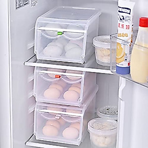 Stackable Large Capacity Egg Drawer Box,Automatic Rolling Egg Storage Rack, Organizer For Fridge Desktop Household Kitchen Farm,Grey