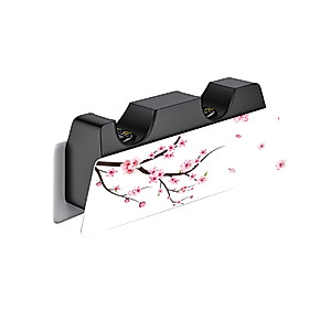 PlayVital Skin Decal for ps5 Console Disc Edition, Full Set Sticker Wrap Vinyl Decal Cover for ps5 Controller & Charging Station & Headset & Media Remote - Falling Cherry Blossom